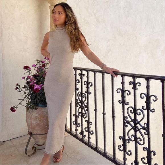 Zara | Dresses | Zara Beige Roll Neck Maxi Dress | Poshmark